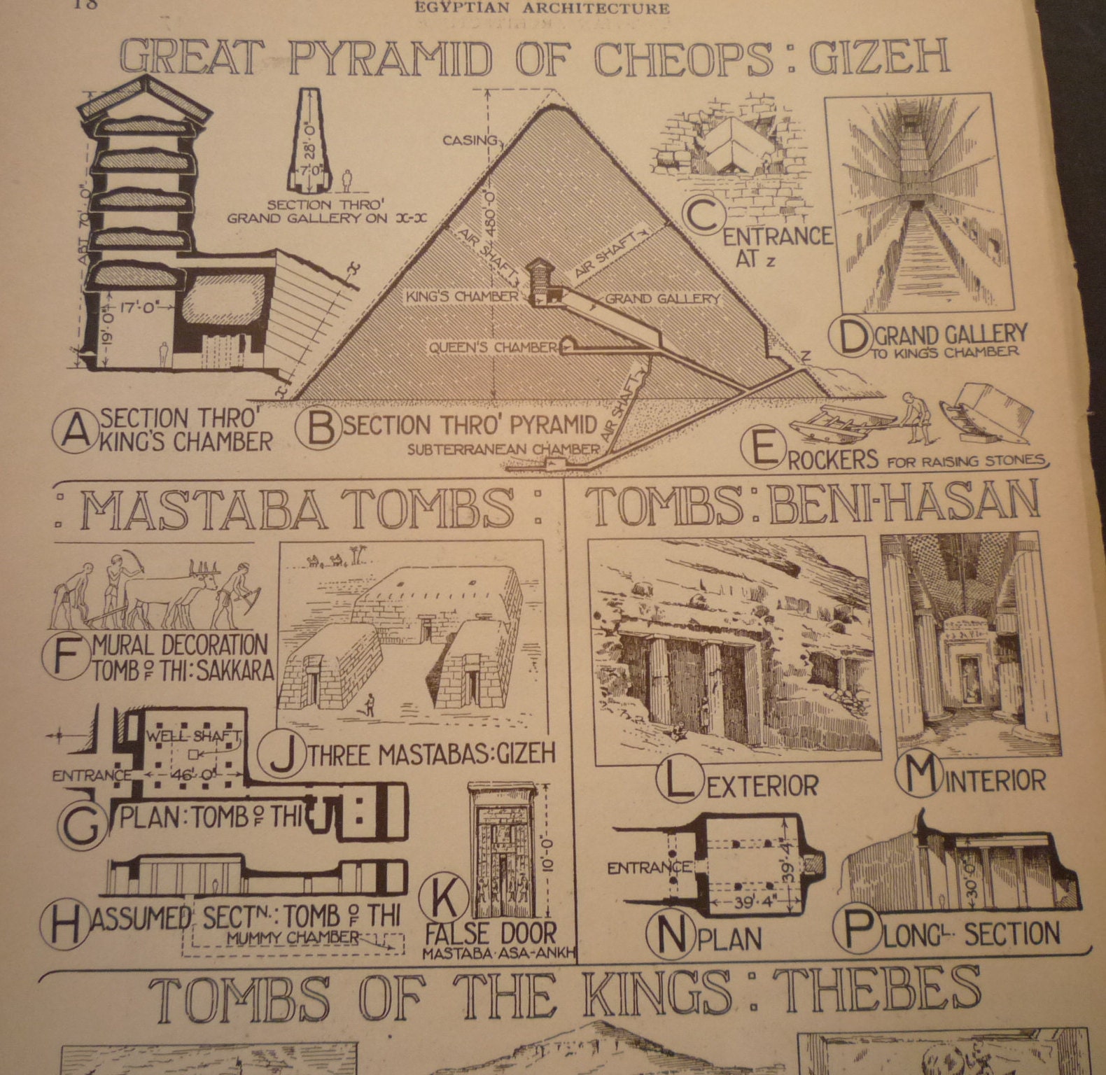 Diagram of the Great Pyramid of Cheops -giclee Print World Architecture ...