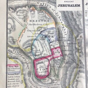 1868 Map of Jerusalem Original Hand Colored Steel Engraving 10 X 9 Inch ...