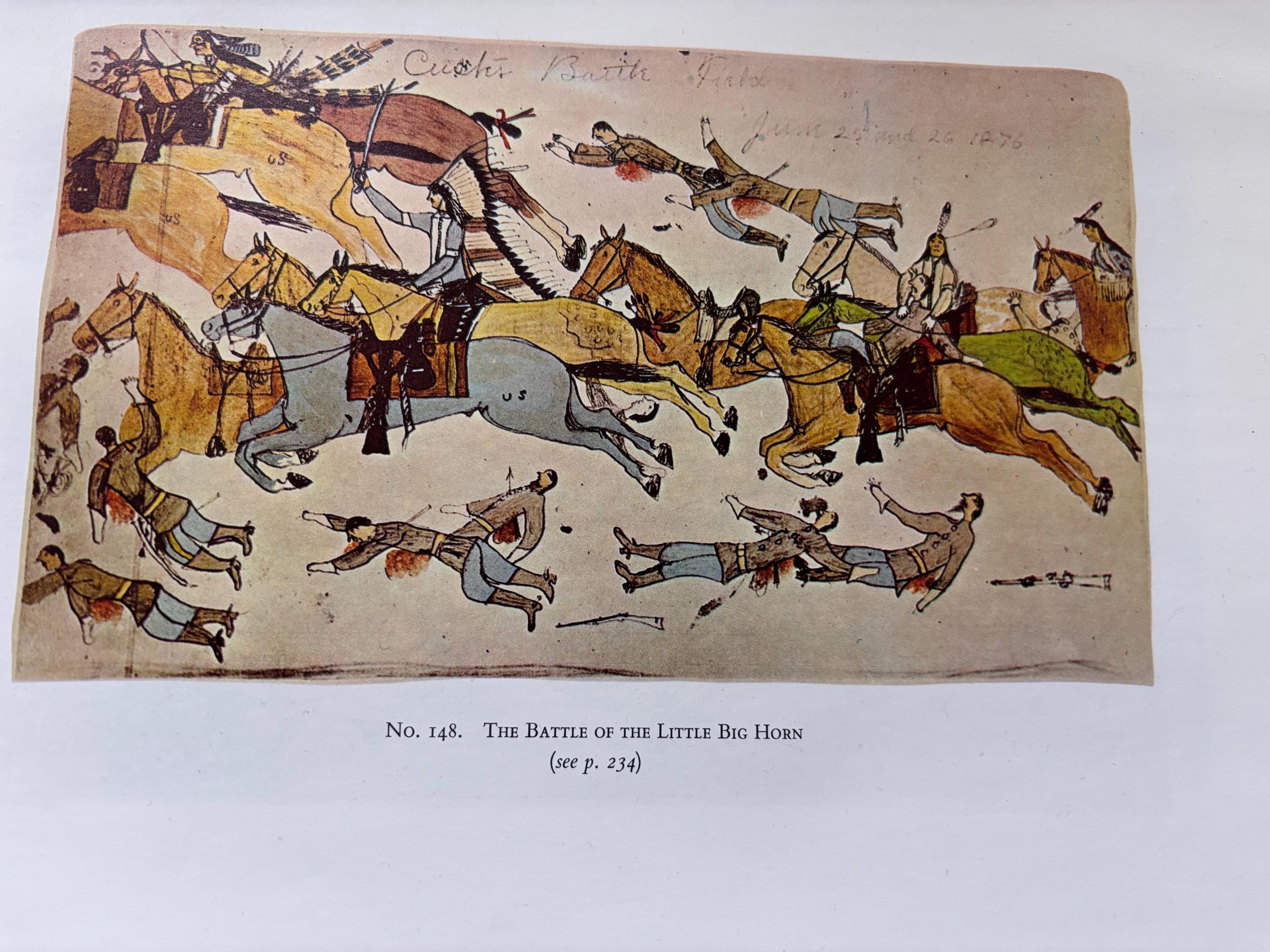 Battle of Little Big Horn | Oglala Sioux Ledger Art by Amos Bad Heart ...