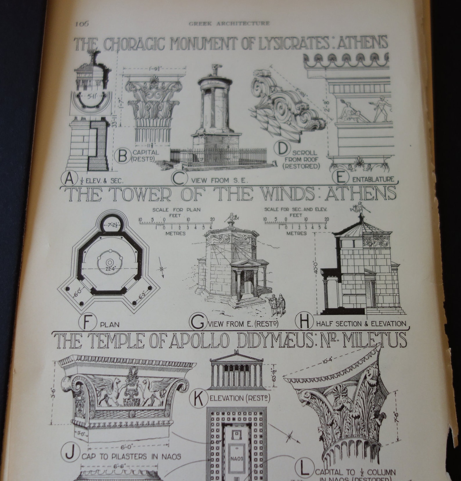 Corinthian Capital Greek Temple Architecture 1924 Lithograph | Etsy