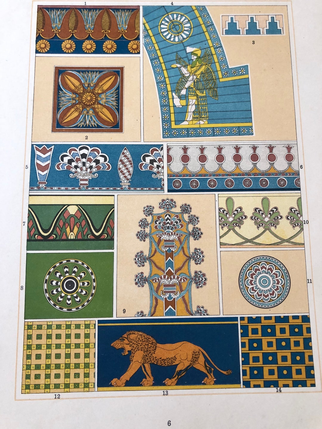 Assyrian Decorative Arts Motif 1900 Original Antique Design I ...