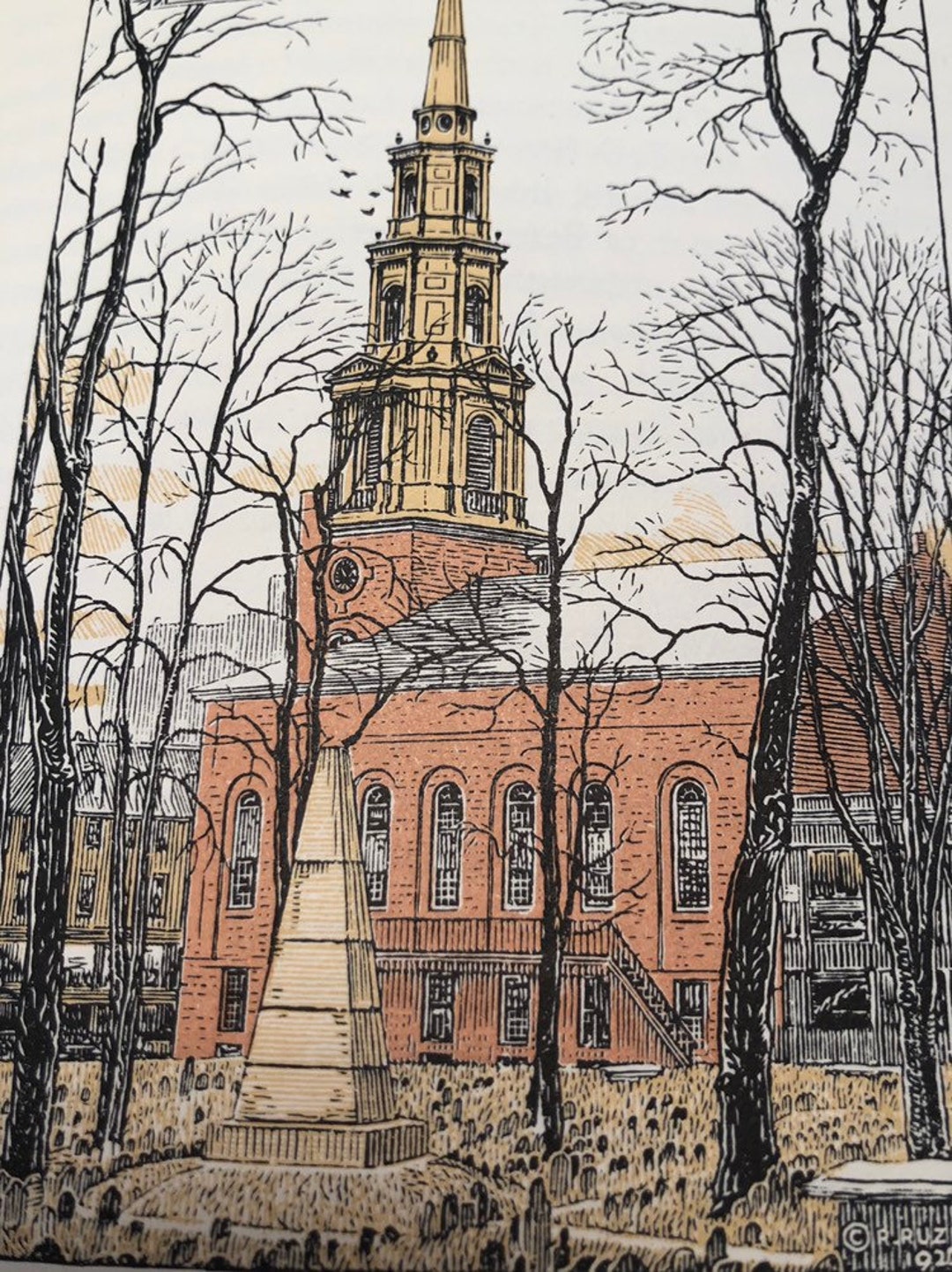 Boston Granary Burial Ground by Rudolph Ruzicka Beacon Hill Tremont ...