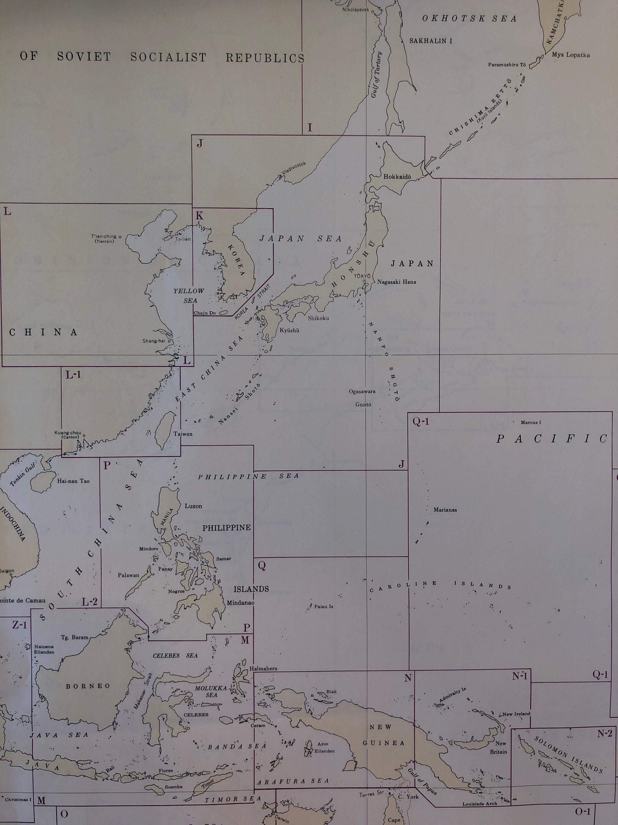 Pacific Nautical Map 1940 US Naval Issue - Ocean and Islands Map - New ...