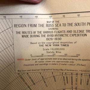 1930 Antarctic Expedition Foldout Map Antique Original Color Admiral ...