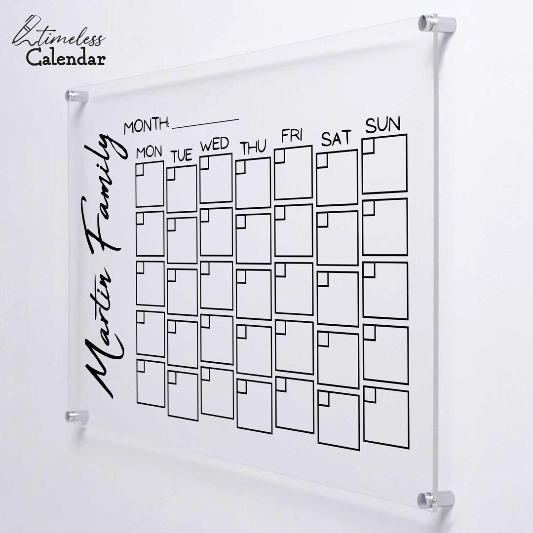 Printable Monthly Customized Calendar, Personalized Acrylic Monthly ...