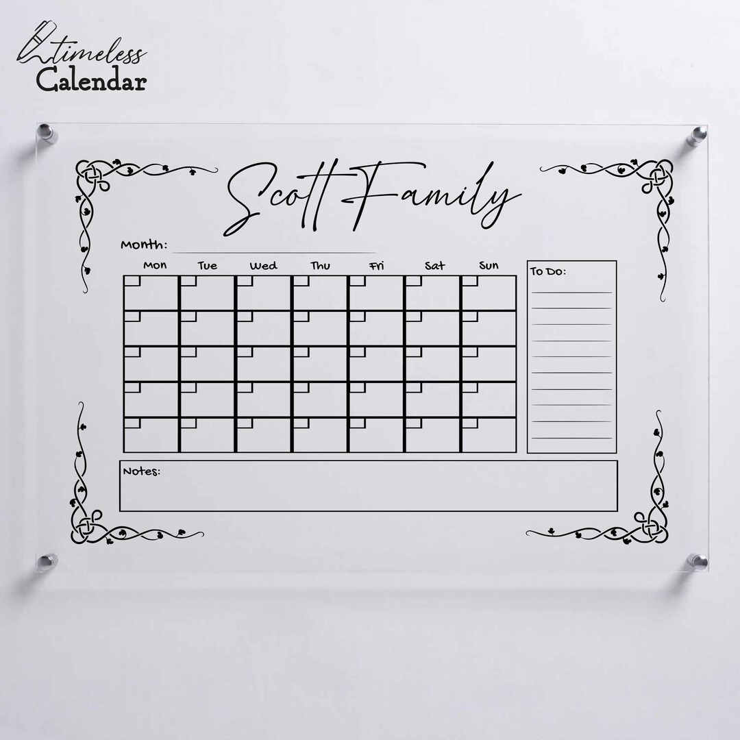 Printable Monthly Customized Calendar, Personalized Acrylic Monthly ...