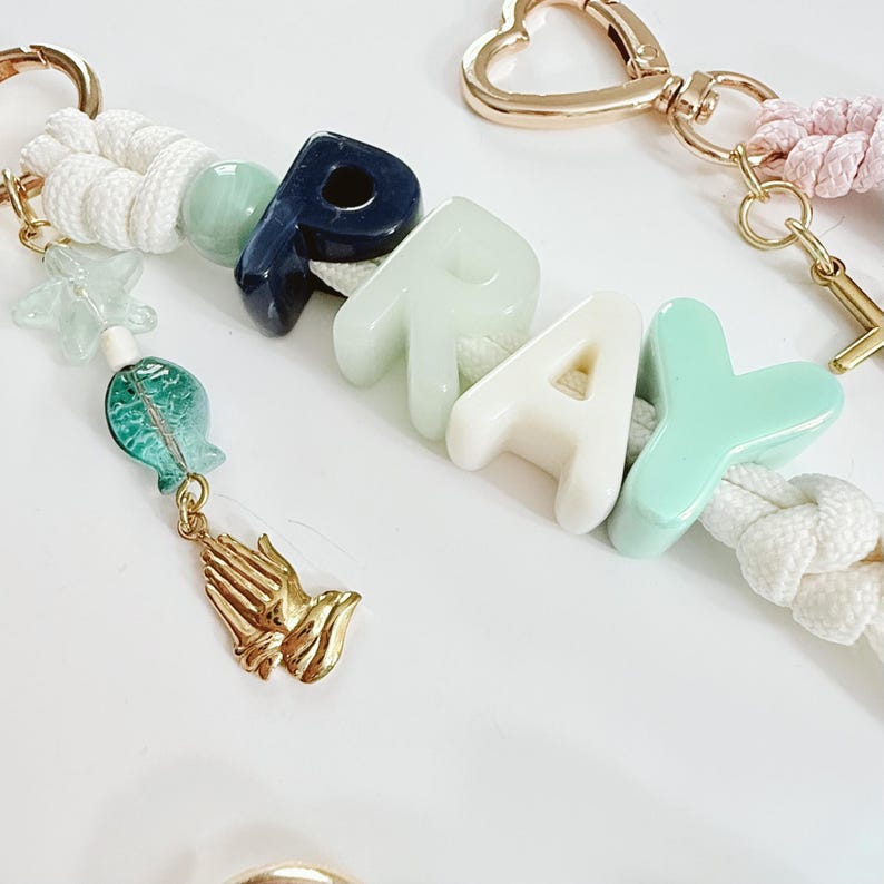Word Bead Bag Chains | Personalize Color Letter Beads | Custom ...