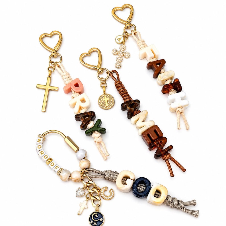 Word Bead Bag Chains | Personalize Color Letter Beads | Custom ...