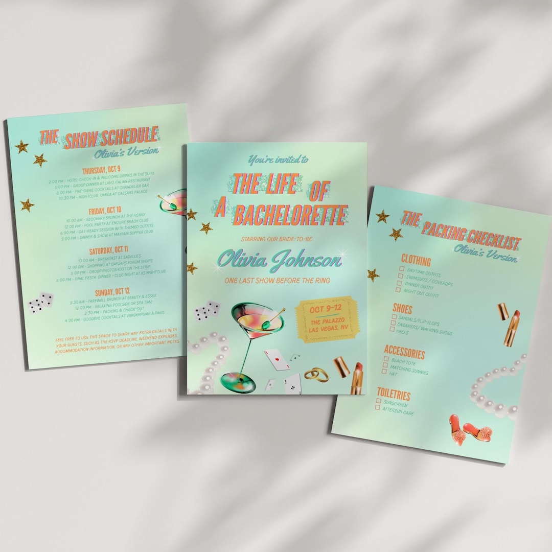 The Life of a Showgirl Bachelorette Invitation & Itinerary, Swiftie ...