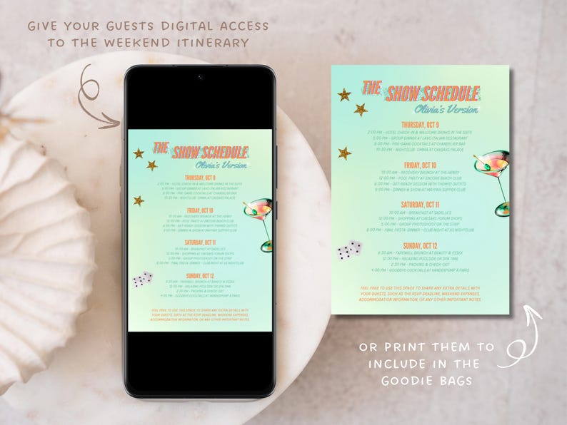 The Life of a Showgirl Bachelorette Invitation & Itinerary, Swiftie ...