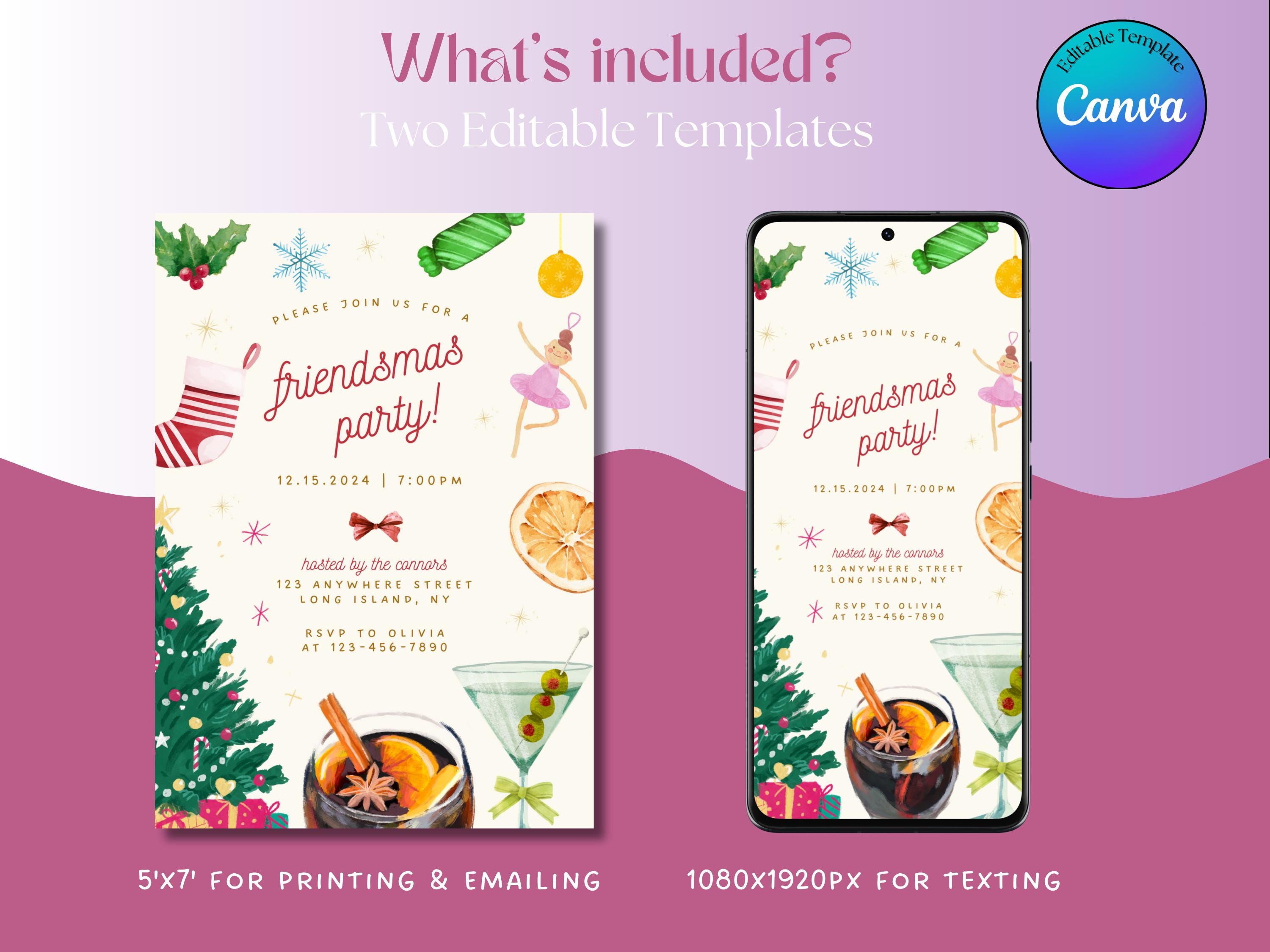 Friendsmas Christmas Party Invitation Template, Friendsmas Dinner ...