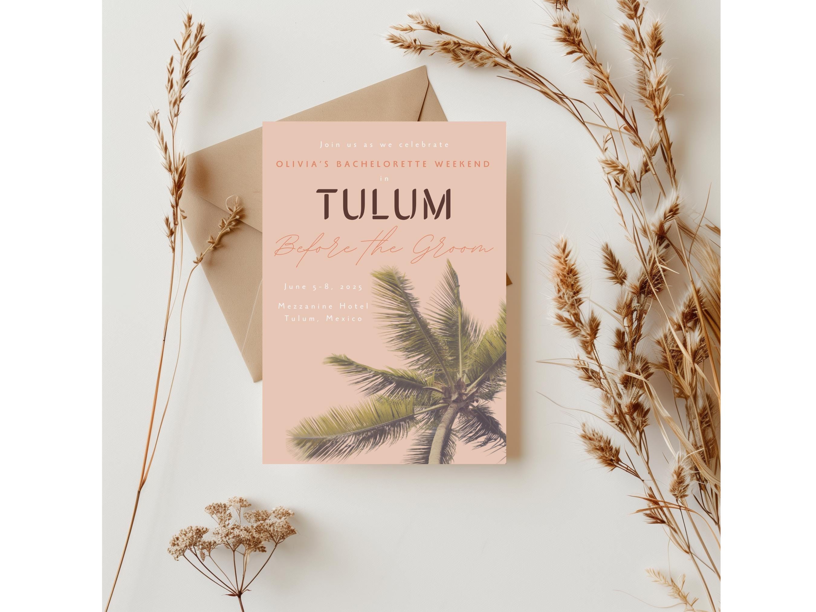 Tulum Before the Groom Bachelorette Party Invite and Itinerary Template ...