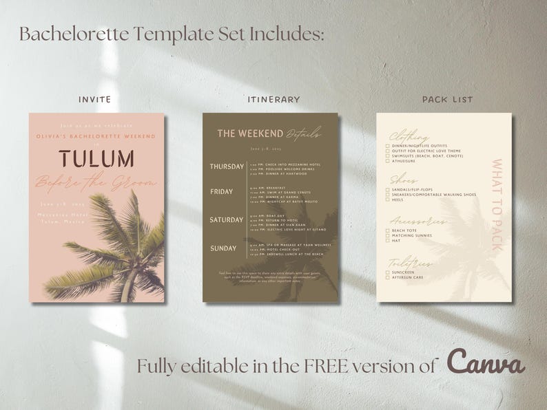 Tulum Before the Groom Bachelorette Party Invite and Itinerary Template ...