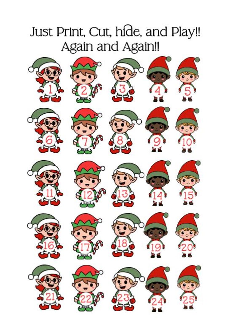 Elf on the Shelf Scavenger Hunt: Christmas Printable Game (digital ...