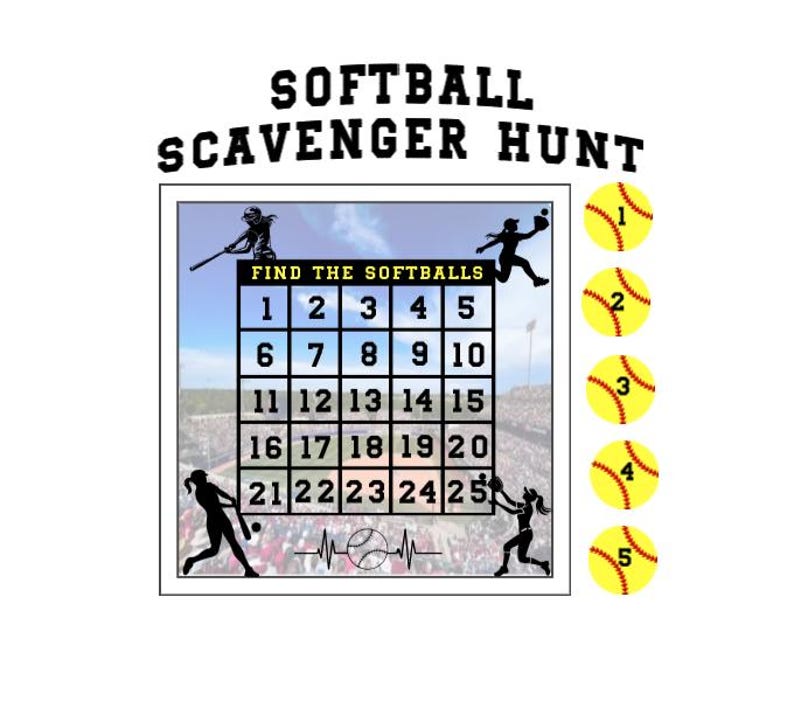 Softball Scavenger Hunt | Printable Team Party Game for Players ...
