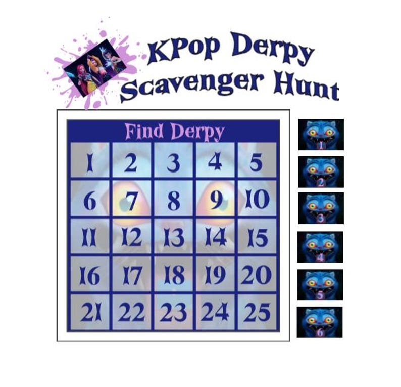 K-pop Demon Hunters Scavenger Hunt | Printable Derpy Party Game for ...