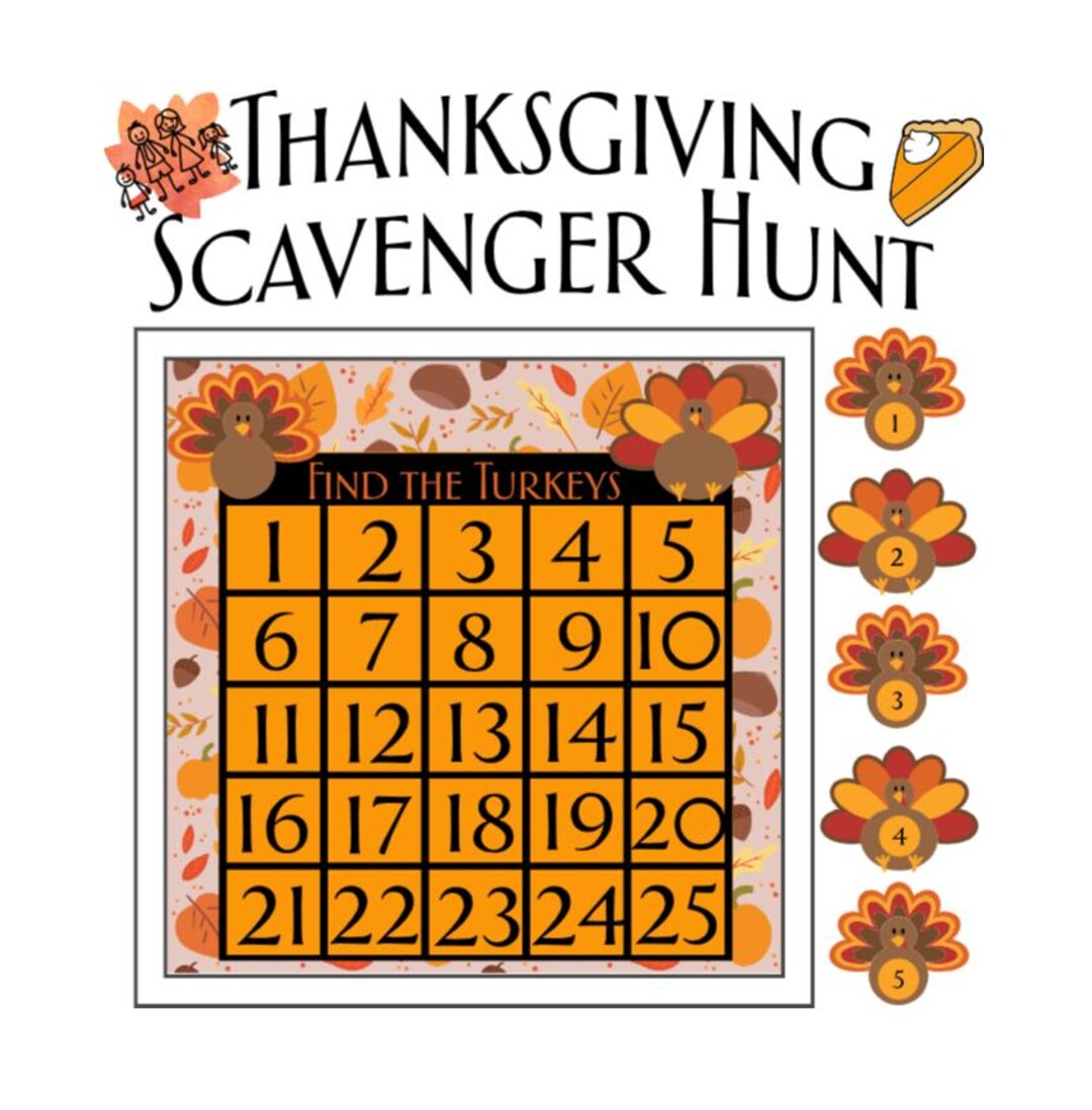 Thanksgiving Turkey Scavenger Hunt | Printable Fall Game for Kids ...