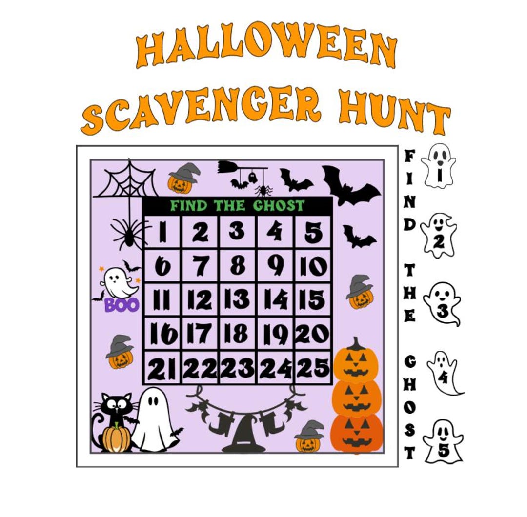 Halloween Ghost Scavenger Hunt | Printable Halloween Party Game for ...
