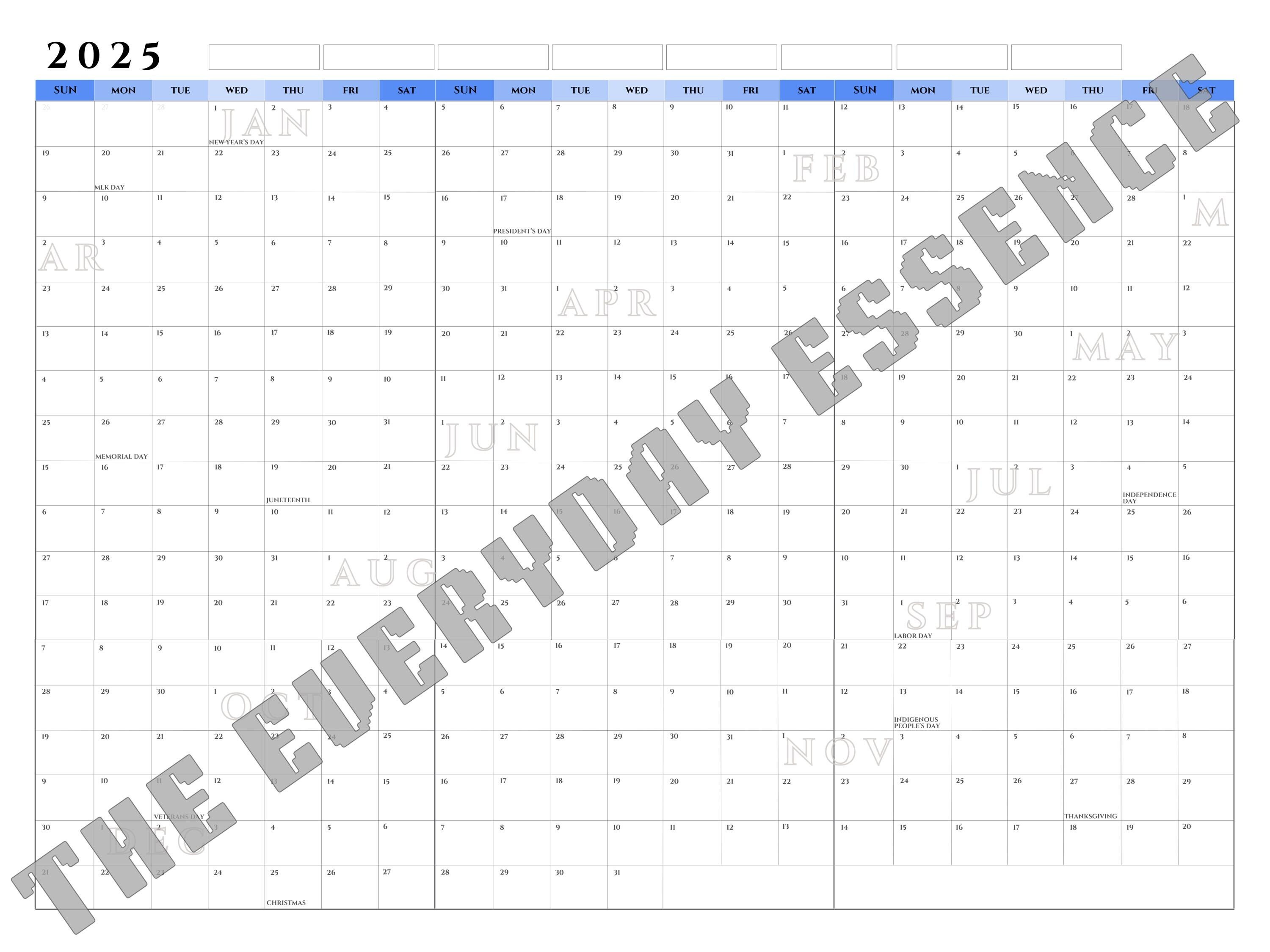 2025 Wall Calendar – Oversized Continuous Planner for Yearly Planning ...