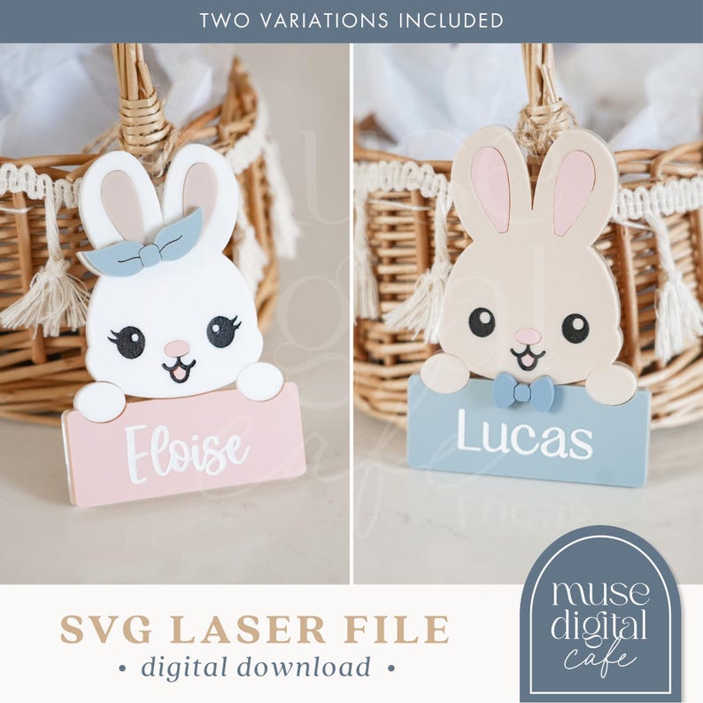 Easter Bunny Name Tag, Laser File, Easter Basket Tag, Personalized Bag ...
