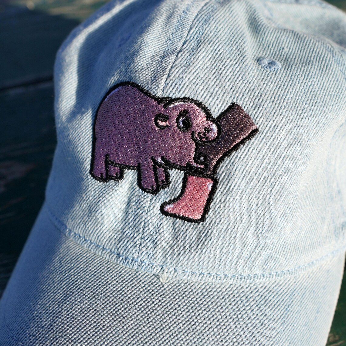 Embroidered Moo Deng Angry Cap - Bouncy Pig Cool Gift - Mom Dad Cotton ...
