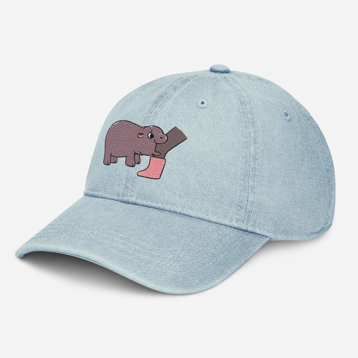 Embroidered Moo Deng Angry Cap - Bouncy Pig Cool Gift - Mom Dad Cotton ...