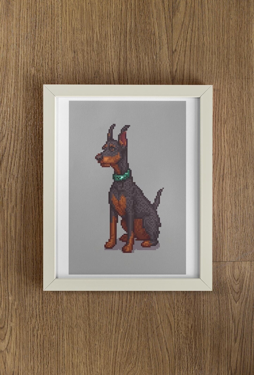 Pixelated Doberman Dog Poster, Unique Dog Poster, Game Room Dog Poster ...