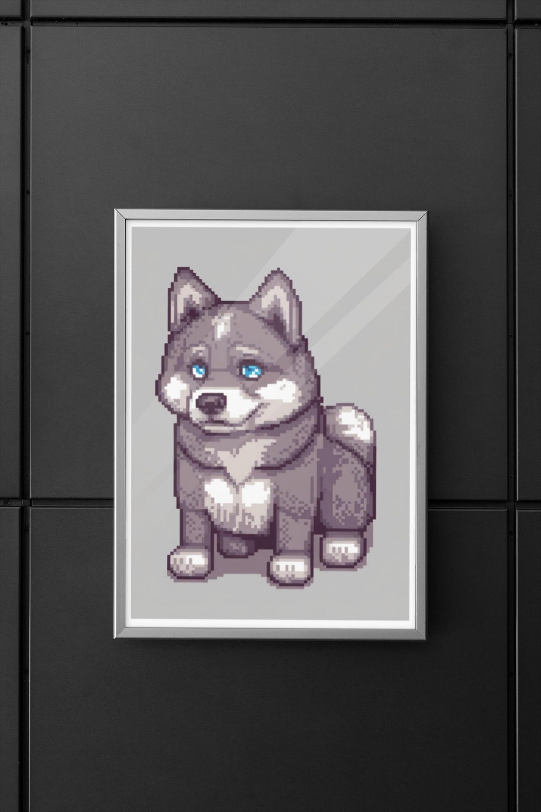 Pixelated Husky Poster, Husky Poster, Husky Dog Poster, Cool Dog Poster ...