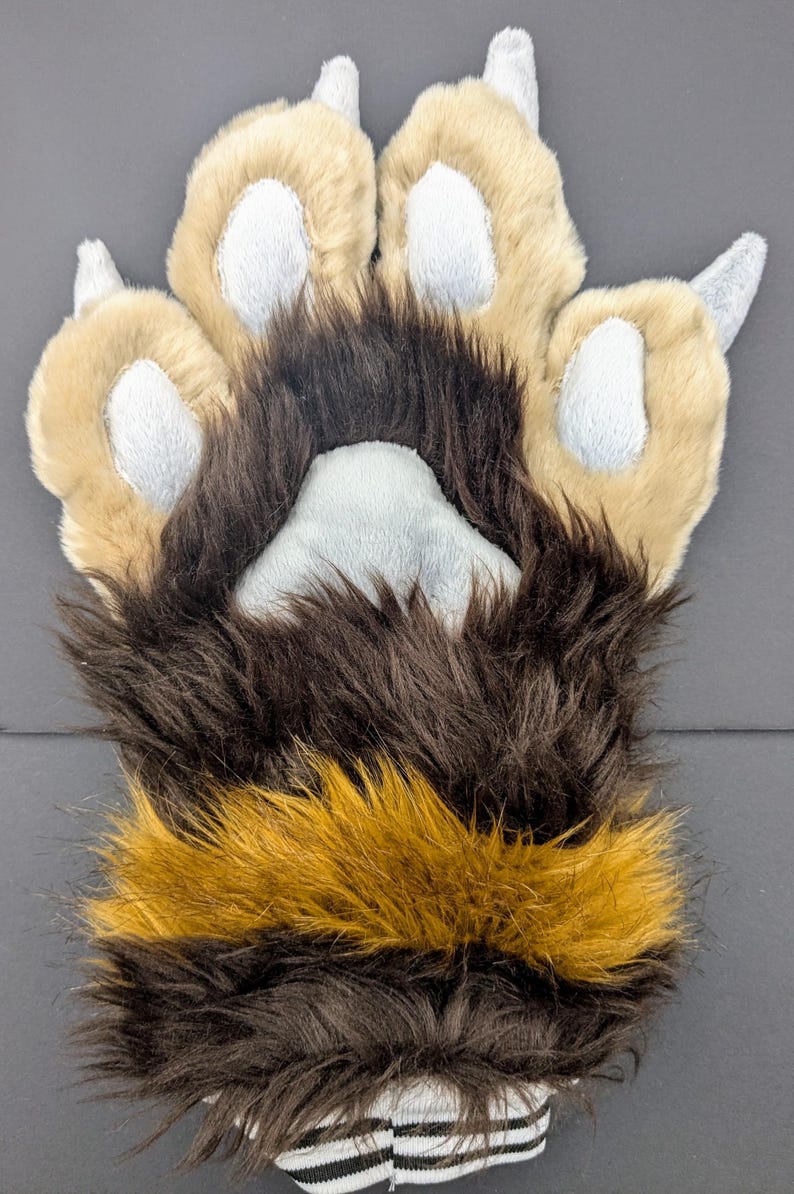 Fursuit Hand Paws Wolf Canine Brown Rust Grey Minky Faux Fur - Etsy