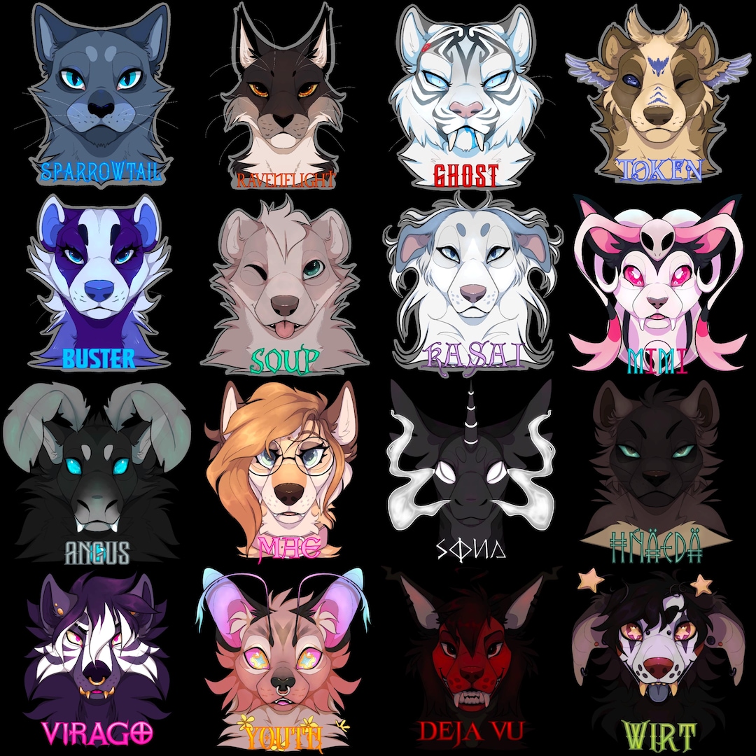 Symmetrical Furry Fursona OC Headshot Commission Digital Art Badge - Etsy