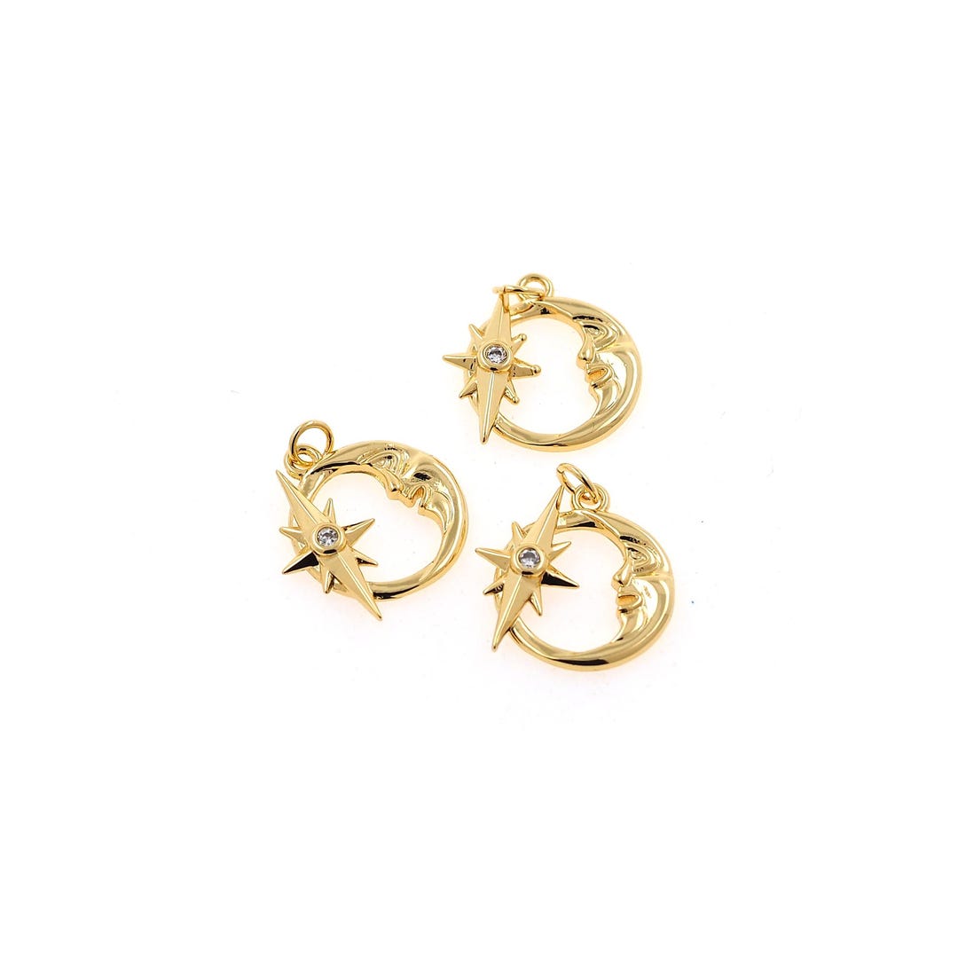 Celestial Pendant 18K Gold Filled Dainty Star Moon Charm Bracelet ...