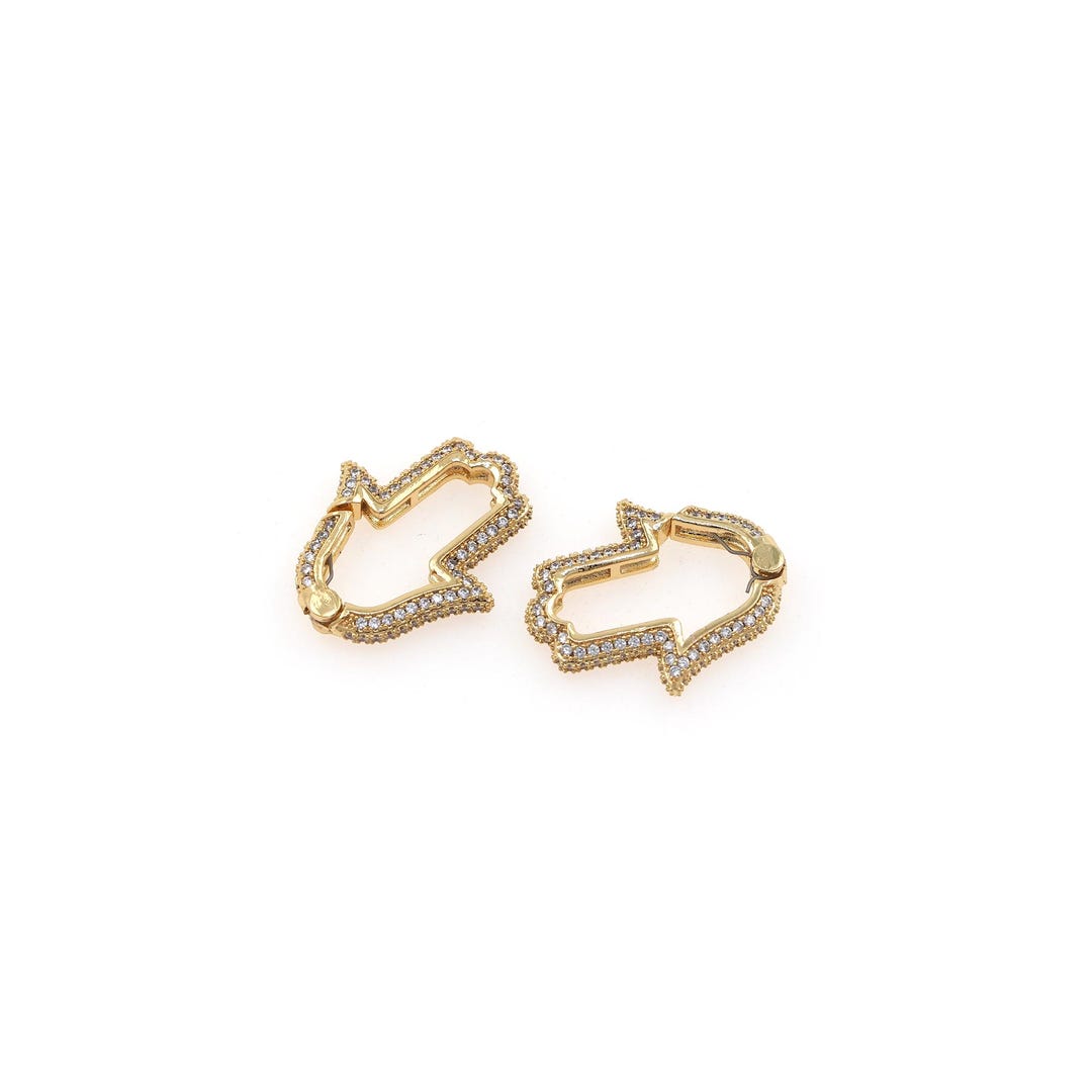 18k Gold Filled Hamsa Push Gate Ring Claps,spring Gate Clasp for DIY ...