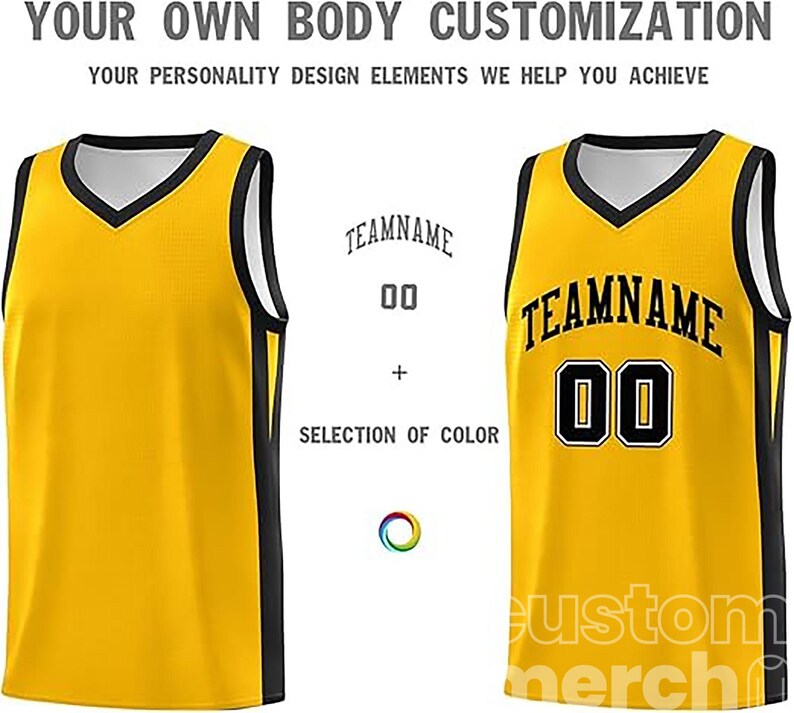Custom Yellow Color Basketball Jersey for Men & Boy, Blank Athletic ...