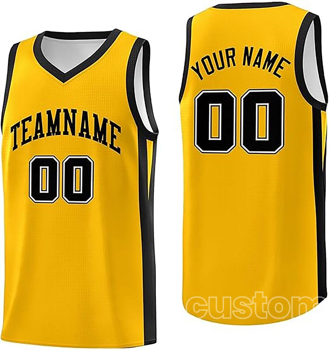 Custom Yellow Color Basketball Jersey for Men & Boy, Blank Athletic ...
