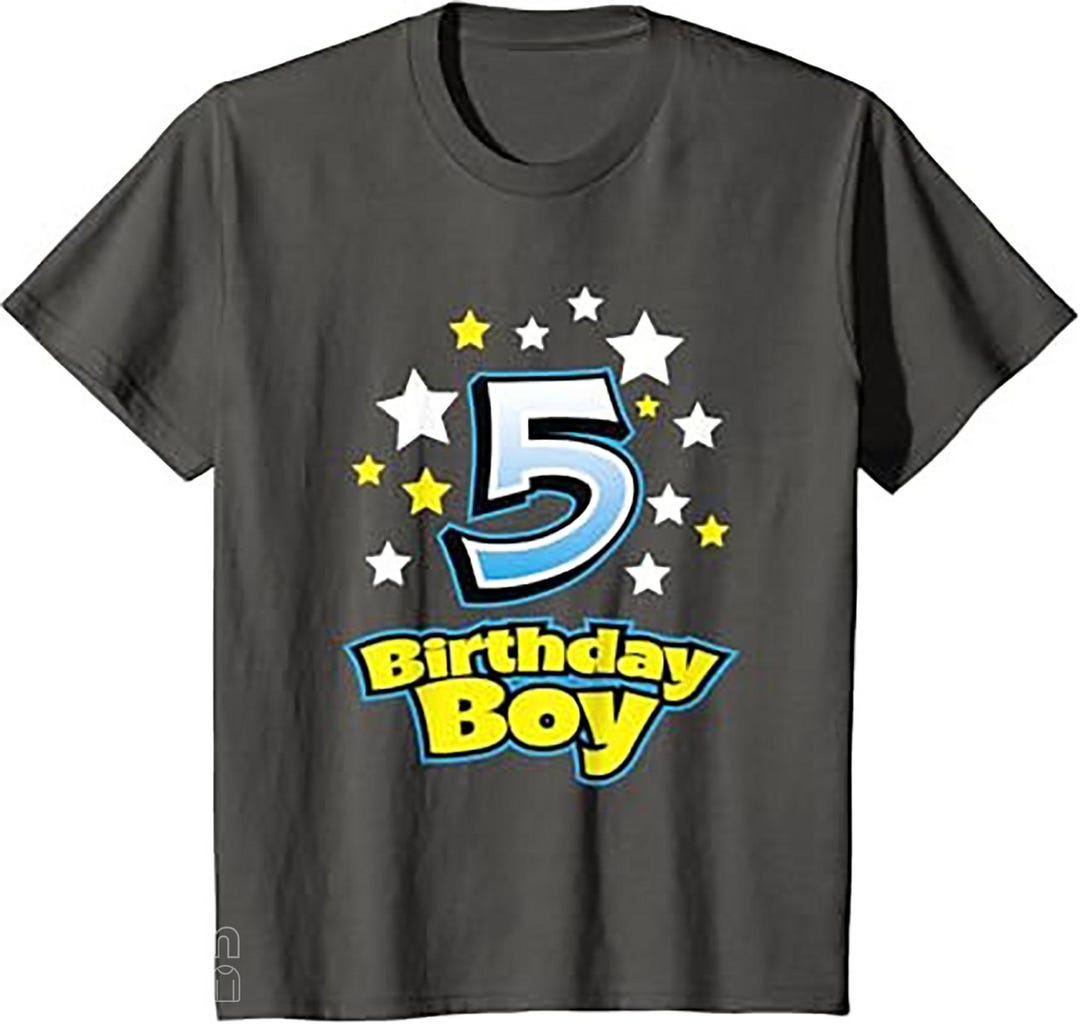 Kids Happy Birthday Boy Fifth Birthday Party T-shirt Celebrate Turning ...