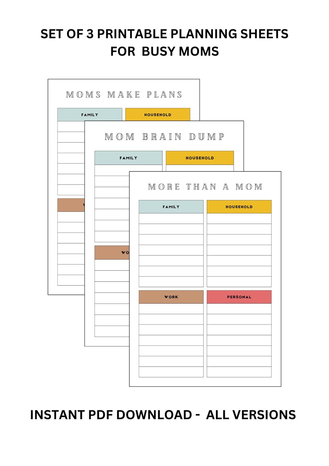 Mom Brain Dump Template for Working Moms With Elegant Style ...