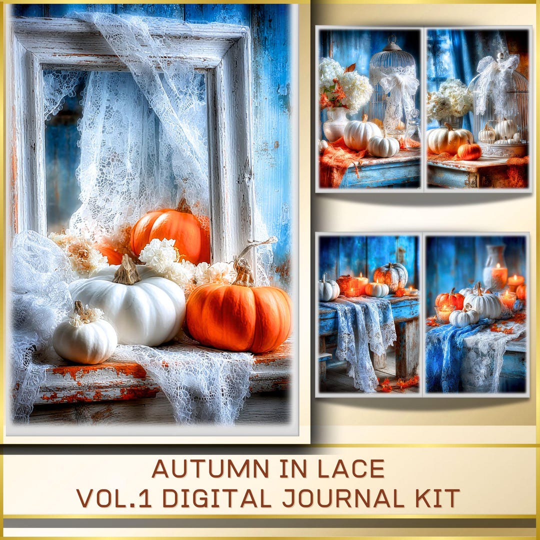 Fall Junk Journal Kit: Cottagecore Autumn Ephemera, Romantic Lace ...