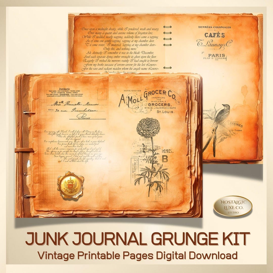 Kit de journal indésirable grunge : papiers éphémères en parchemin ...
