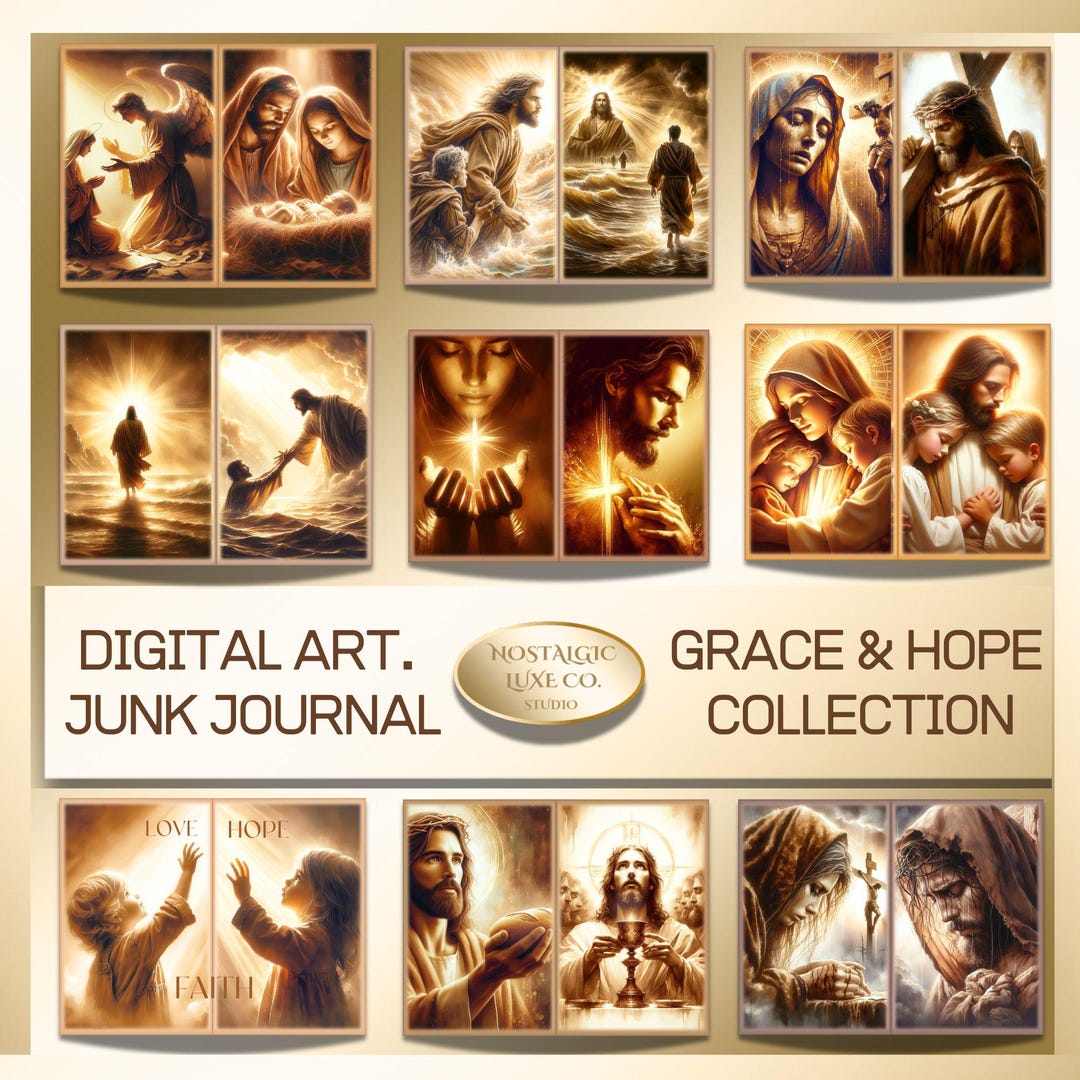 Christian Junk Journal Kit, Faith Scripture Ephemera, Digital Religious ...