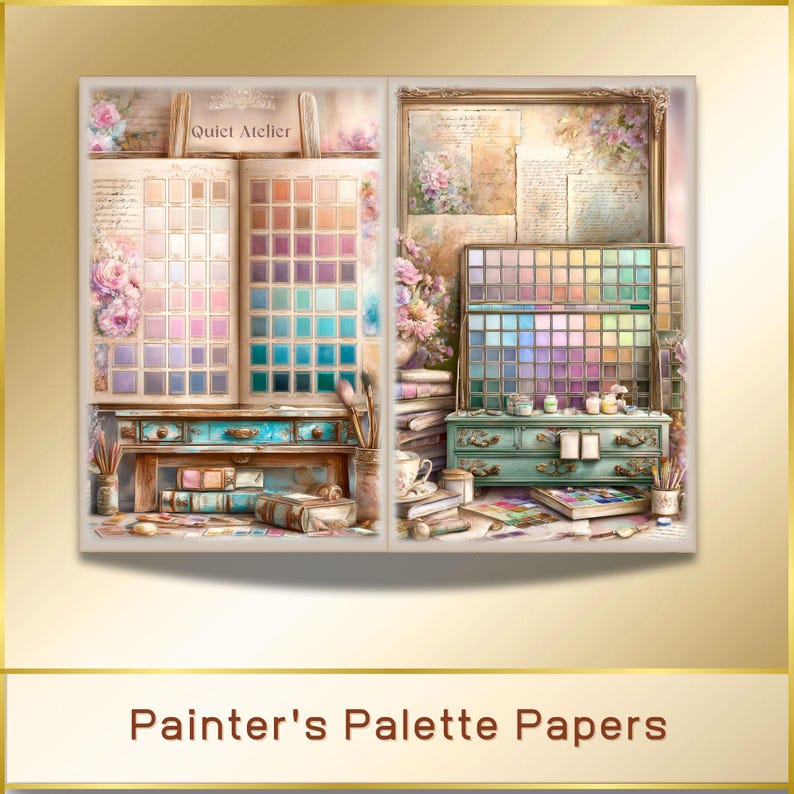 Vintage Paint Swatches Junk Journal Kit, Printable Pastel Color Palette ...