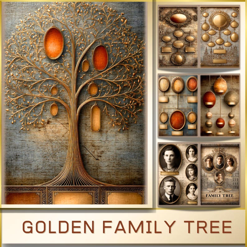 Family Junk Journal Tree Template, Vintage Genealogy Ancestry Chart ...