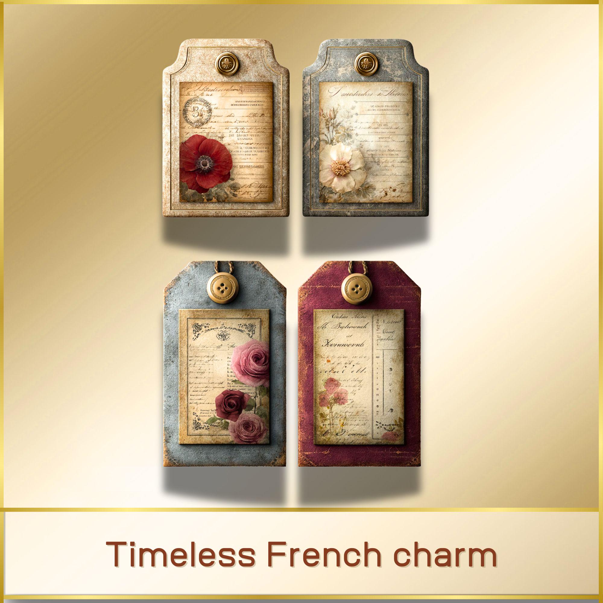 Vintage French Bird Ephemera Tags, Romantic Journal Inserts, Decorative ...