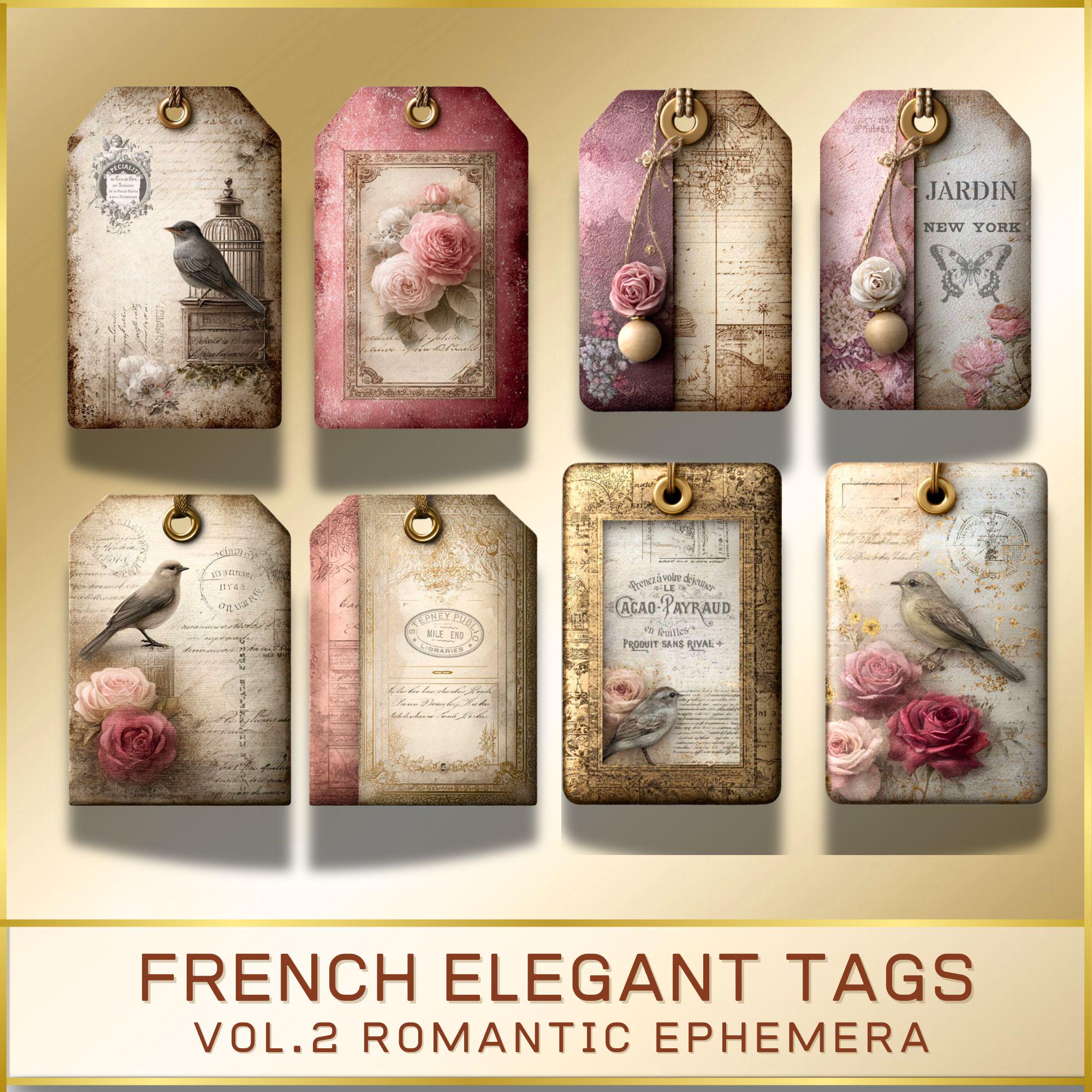 Vintage French Ephemera Tags Set, Romantic Shabby Chic Journal Inserts ...