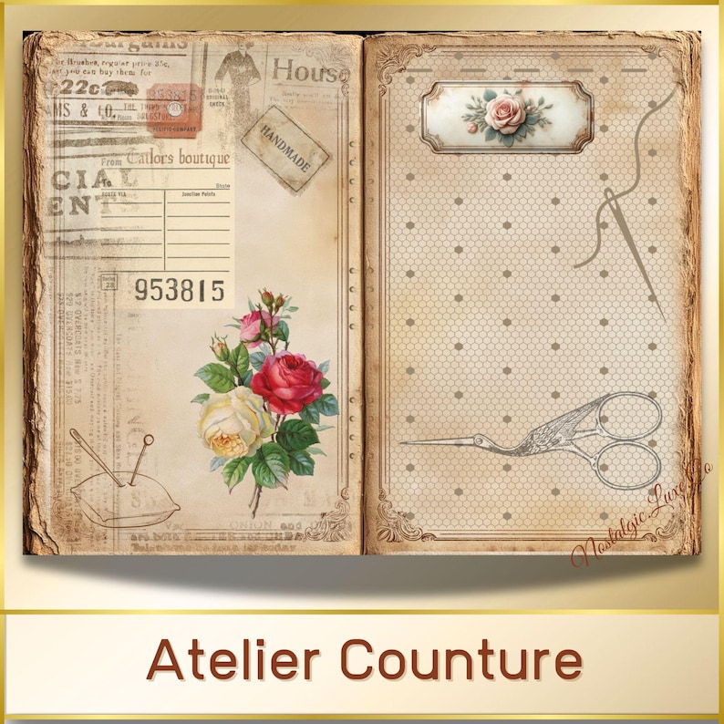 Sewing Junk Journal Kit, Vintage Atelier Ephemera, Victorian French ...