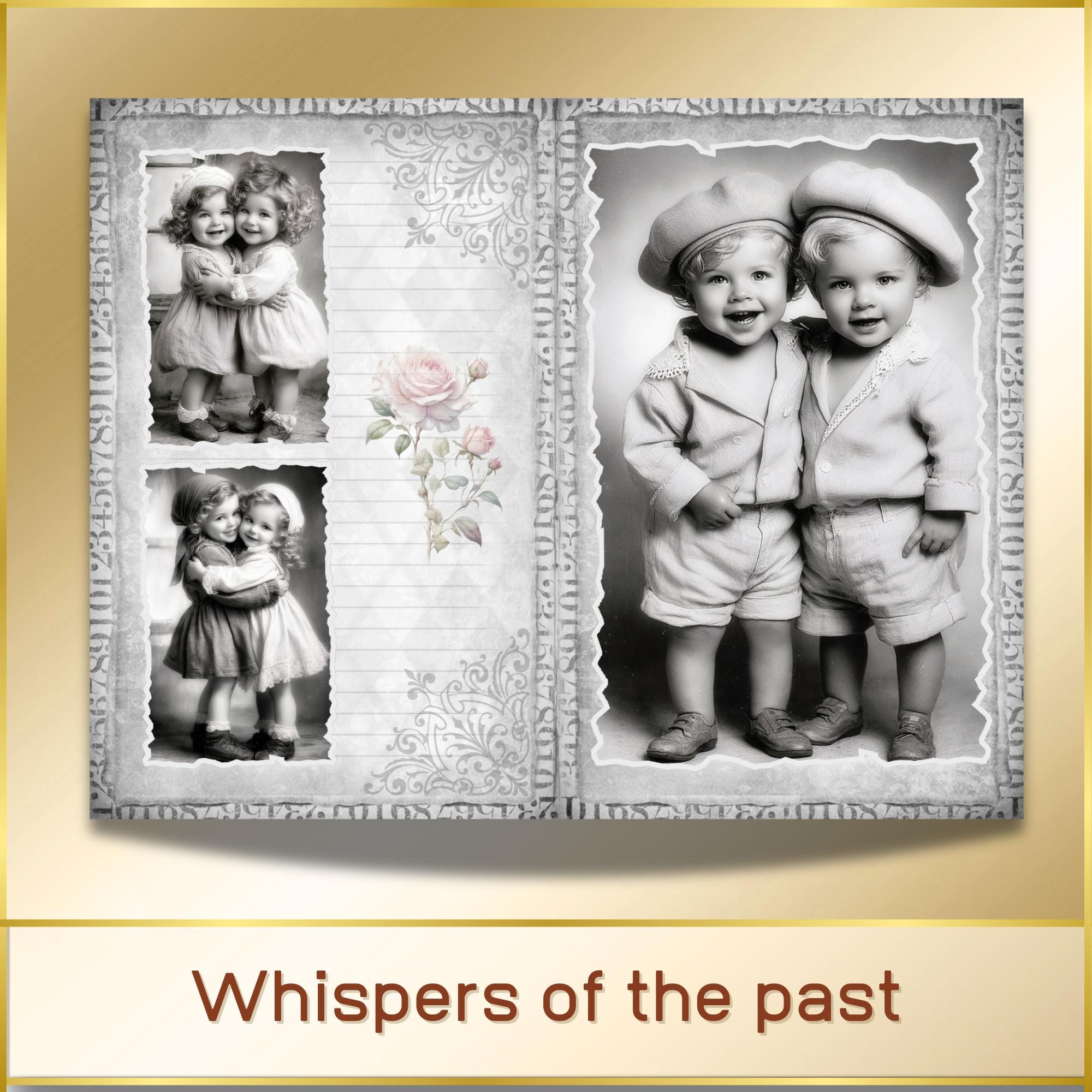 Vintage Retro Junk Journal, Printable Old Child Photos Collage Ephemera ...