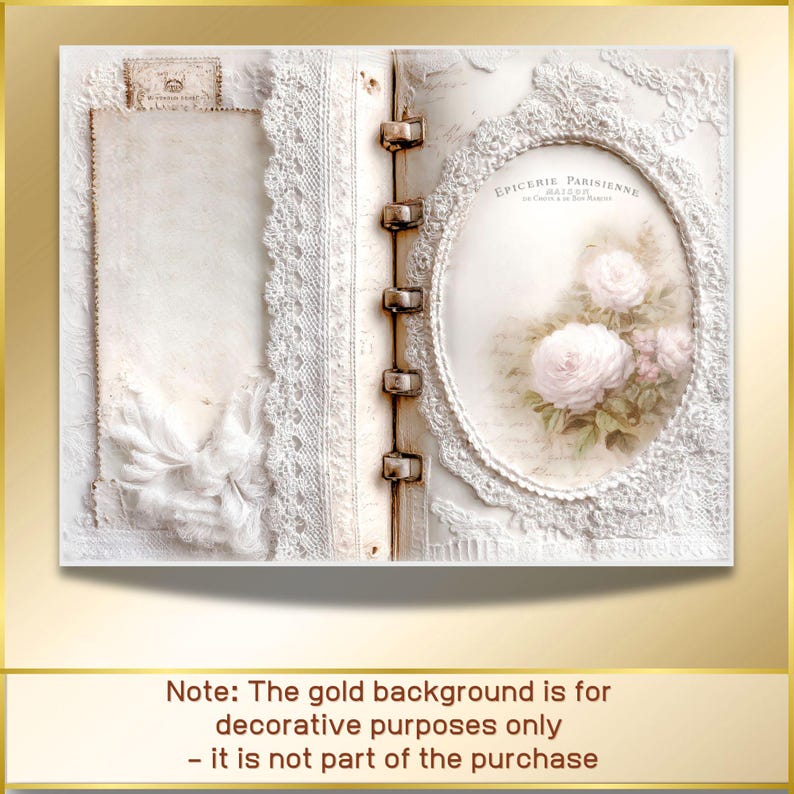 Shabby Lace Junk Journal Kit Backgrounds, Romantic Neutral Printable ...