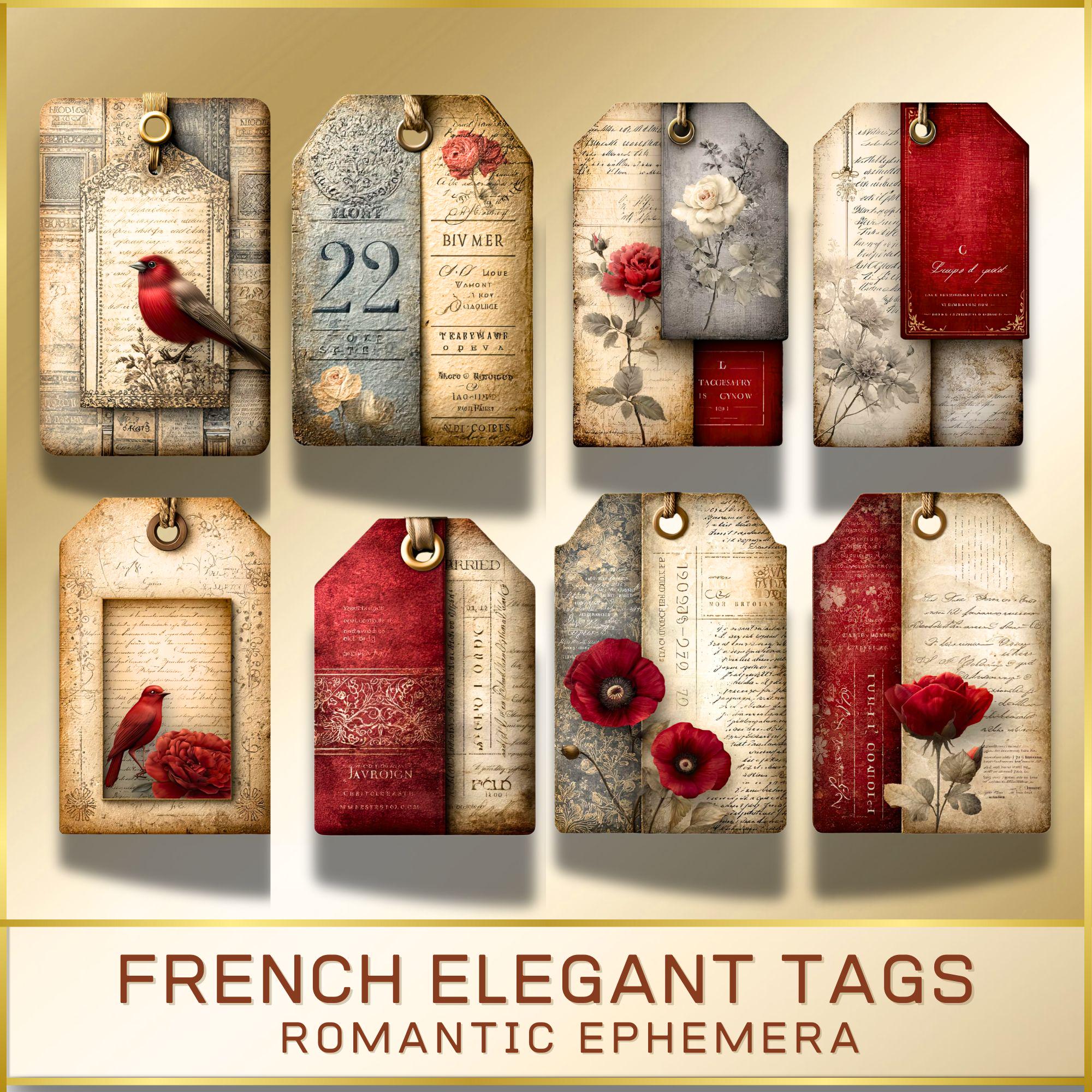 Vintage French Bird Ephemera Tags, Romantic Journal Inserts, Decorative ...