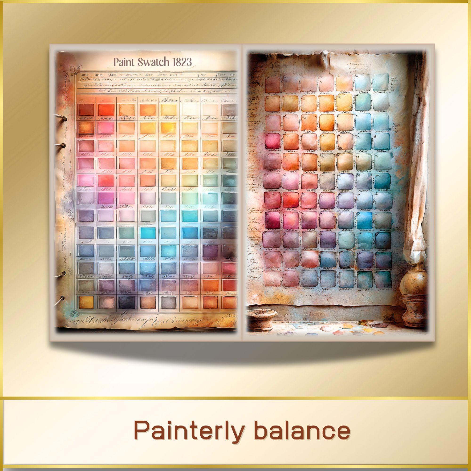 Vintage Paint Swatches Junk Journal Kit, Printable Pastel Color Palette ...