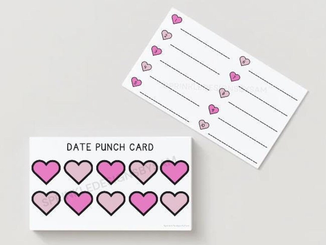 Date Punch Card PRINTABLE PDF - Etsy
