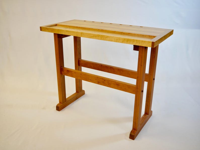 Vintage Design Carpenters Workbench, Reclaimed Maple, Cherry Legs ...